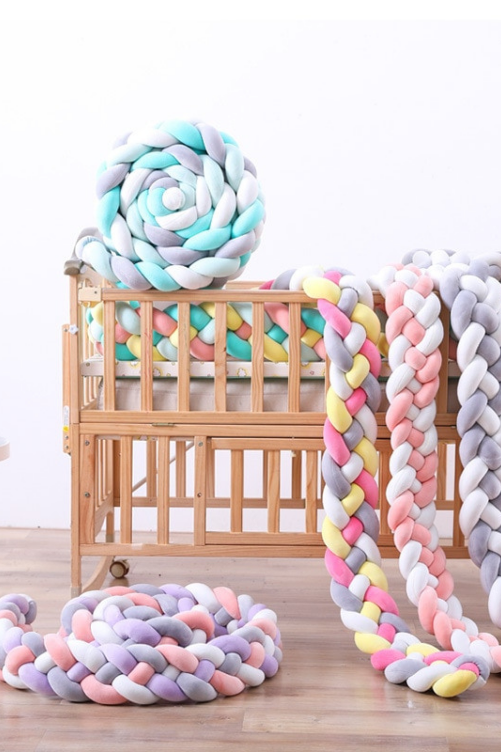 Three strands braided crib bumper – Baby Braidz